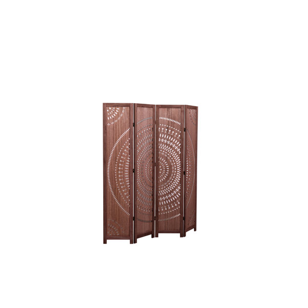 SHANRUGUOJI Folding Room Divider 55.2'' W X 65'' H 4 - Panel Solid Wood Folding Room Divider ...